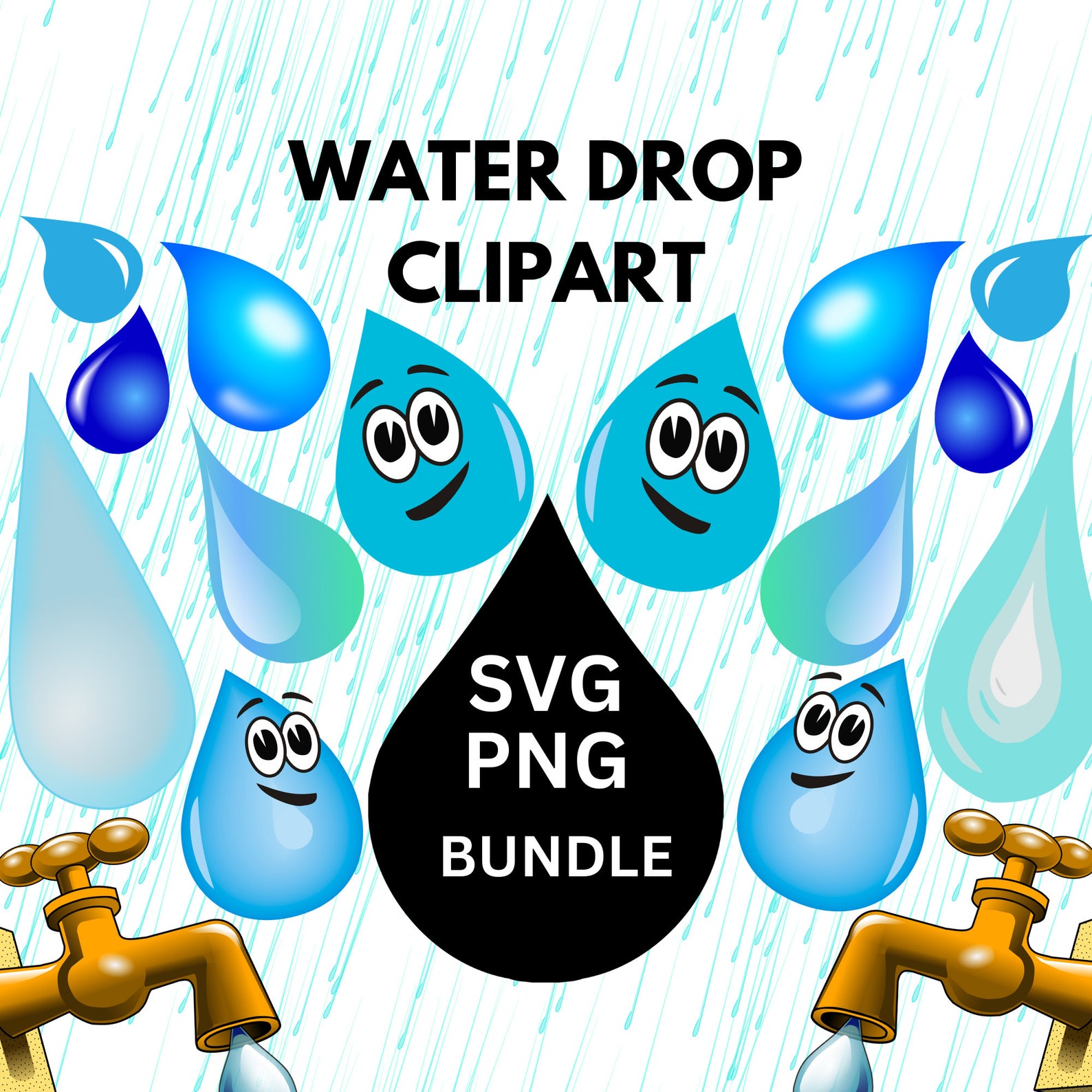 Water Drop Svg, Clipart, Bundle, PNG, Droplet, Raindrop, Cricut ...