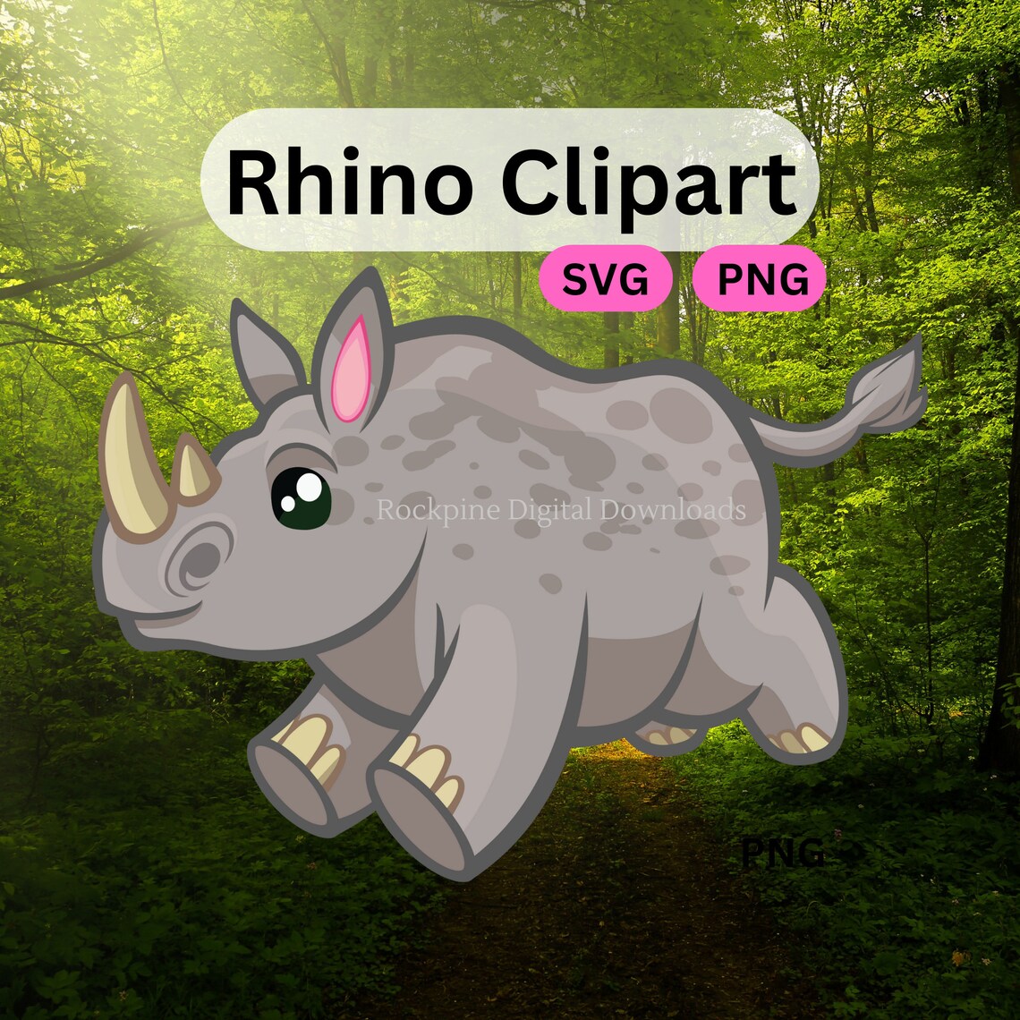 Rhino Svg Clipart Free Clipart Rhino Clip Art PNG Cricut - Etsy