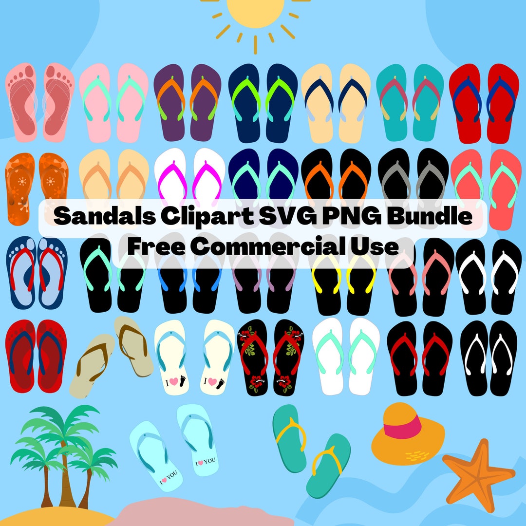Sandals Clipart Bundle SVG PNG Transparent Free Commercial - Etsy