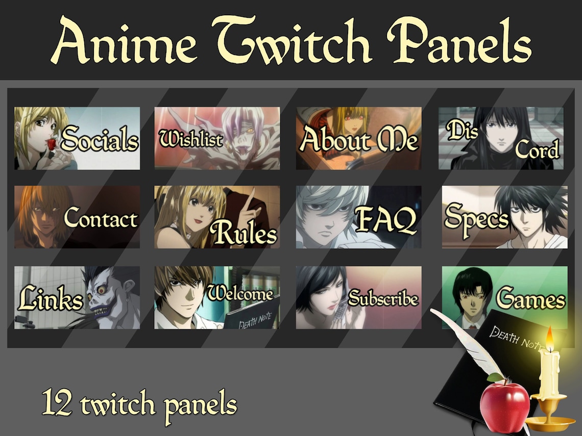 12 Anime Twitch Panels Digital File Download - Etsy