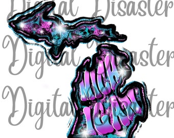 DIGITAL State of Michigan Colorful Counties Hand Lettering / Color and ...