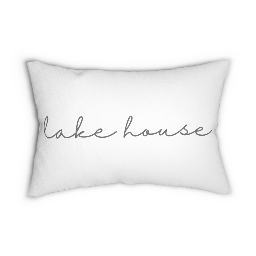 Lake House Pillow, Gray and White, Lake Life Pillow, Vintage, Modern ...