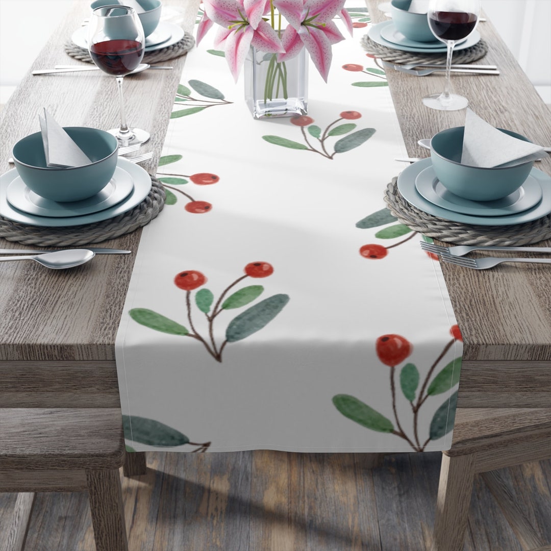 Christmas Greenery Table Runner, Holly Table Runner, Xmas Table Runner ...