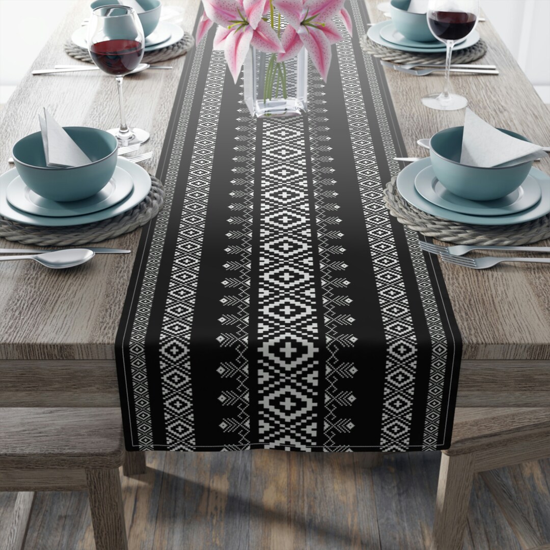 Black and White Table Runner, Aztec Table Runner, Southwest Table ...