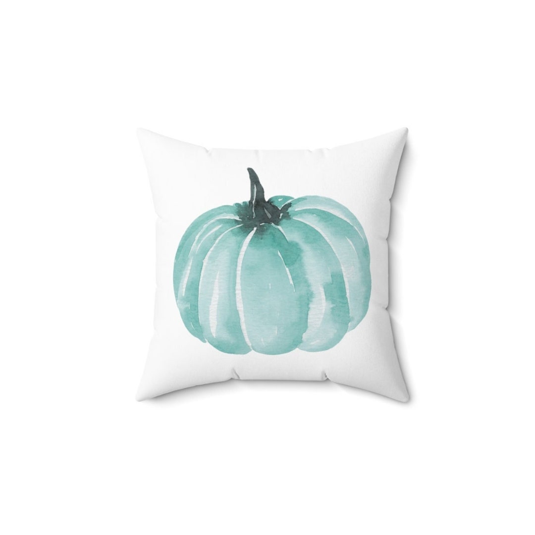 Teal Thanksgiving Pillow, Turquoise Fall Throw Pillow, Blue Pumpkin ...