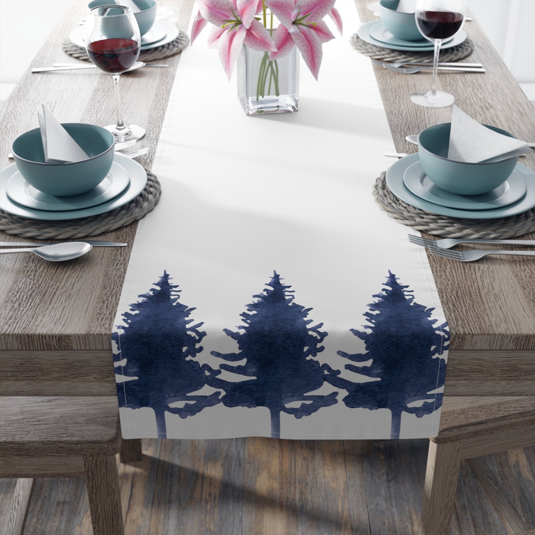 Blue Christmas Table Runner, Coastal Christmas, Winter Table Runner ...