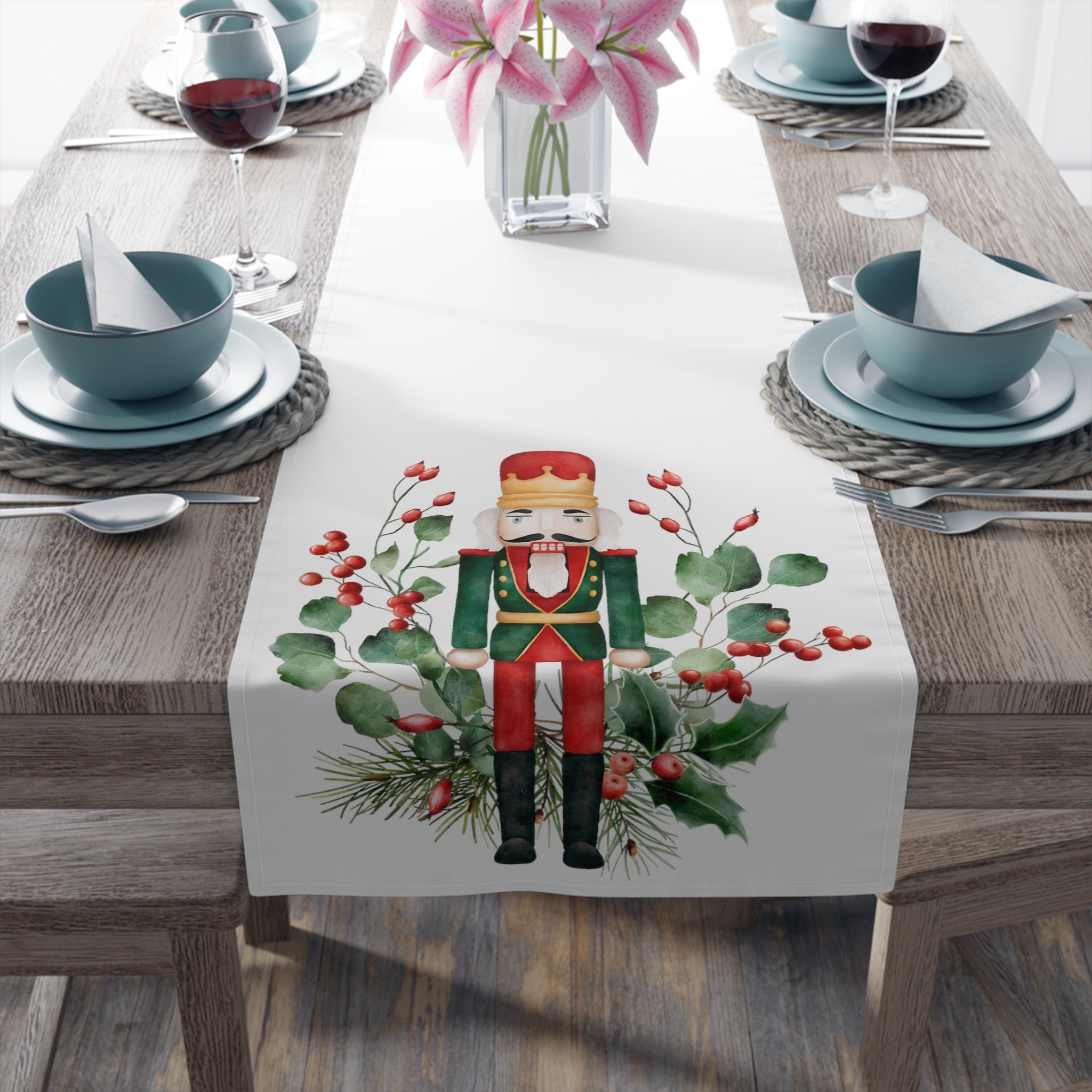 Nutcracker Table Runner, Traditional Christmas, Nostalgic Table Decorations, Xmas Table Runner ...