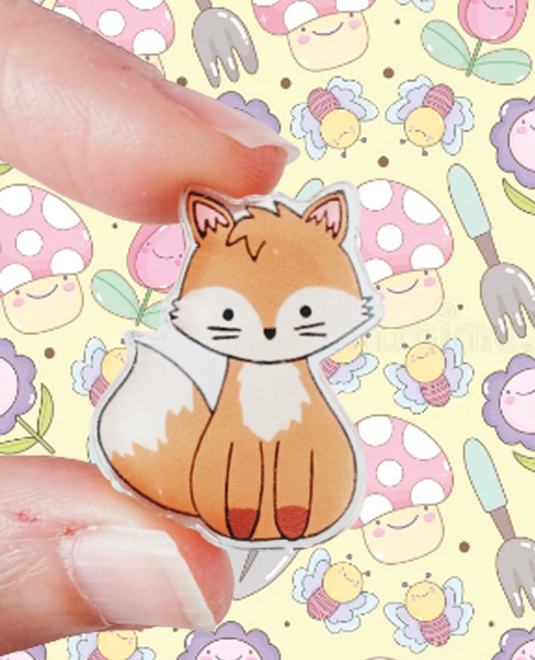 Cottagecore Kawaii Fox Acrylic Pin Fox Pin Fox Badge Fox - Etsy