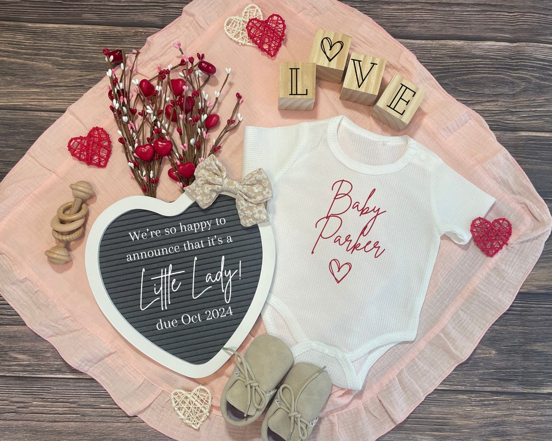 Valentine's It's A Little Lady Digital Baby Announcement Editable ...