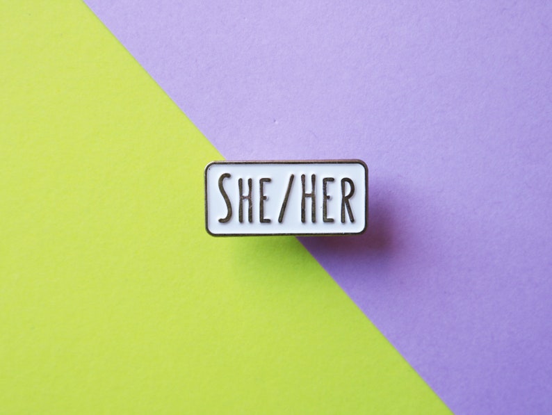 She/her Pronouns Enamel Pin Badge LGBTQ Pride - Etsy UK