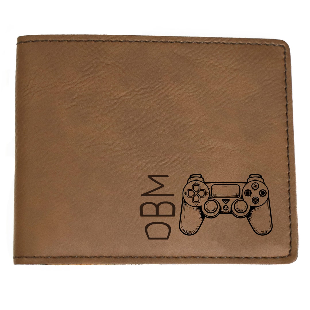 Men's Bifold Wallet Dark Brown, Personalized With Initials, Game ...