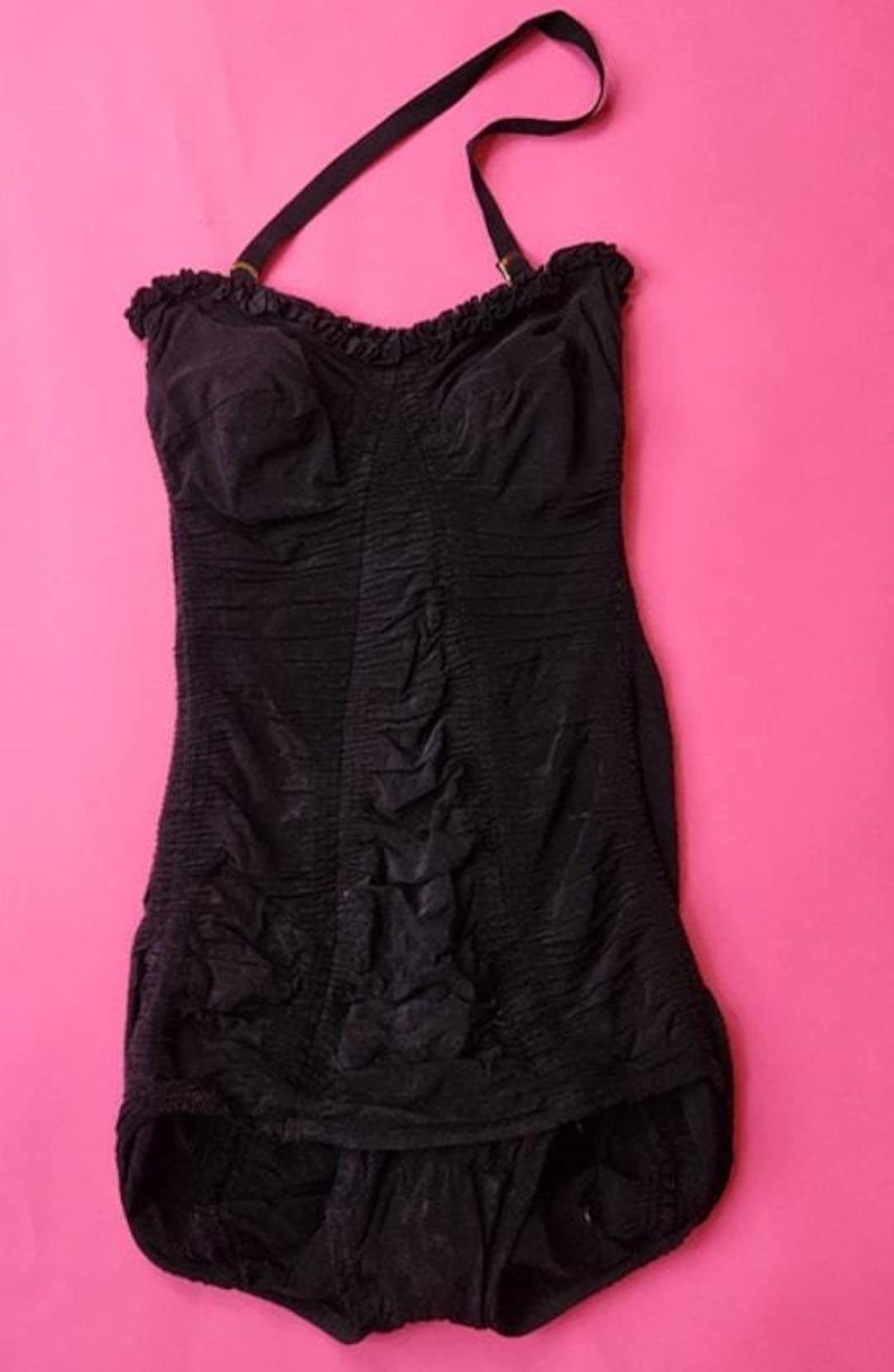 Vintage 1940’s 50s Catalina Black Ruched One Piece Bathing Swim Suit ...