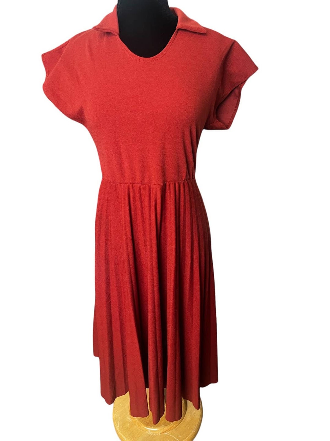 Vintage 90s Elizabeth & Nicole Rust Orange Pleated Secretary Dress ...