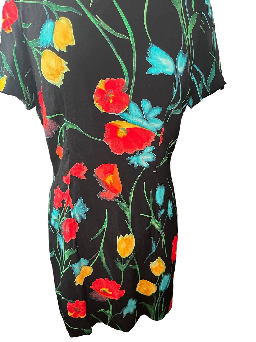 Vintage 90s John Roberts Petite Red Yellow Floral Shift Dress - Etsy