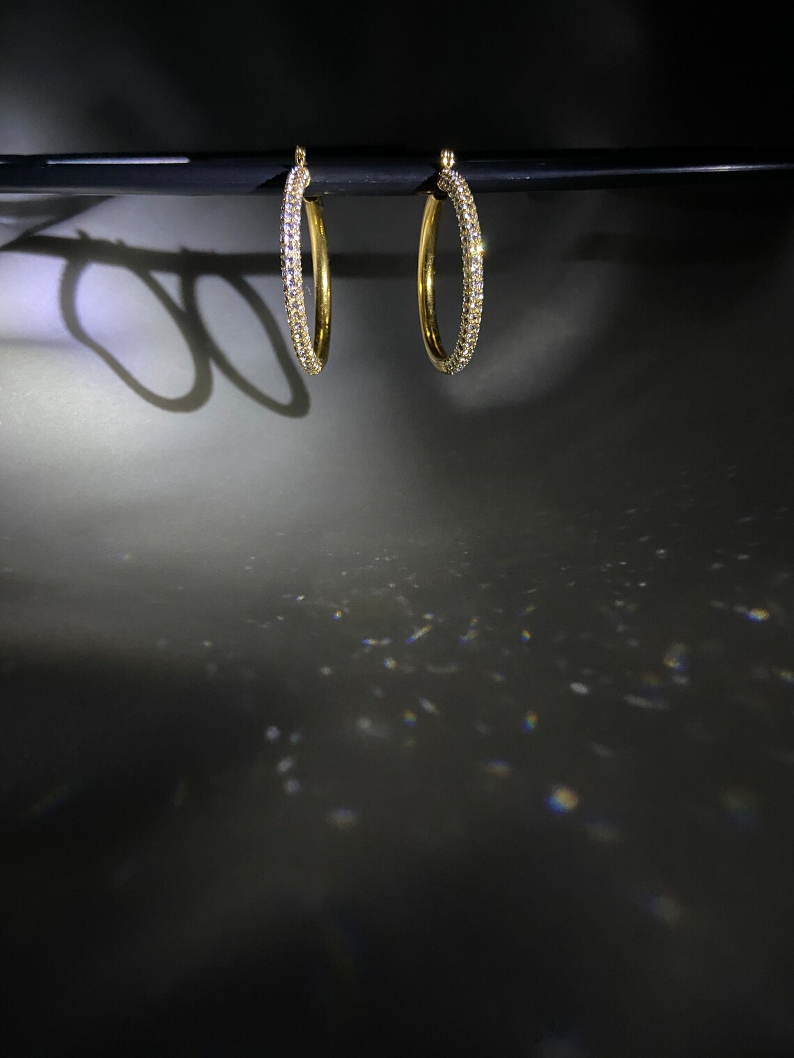 Sparkly Gold Hoops, 18k Sparkly Hoops, Waterproof Sparkly Hoops, Big ...