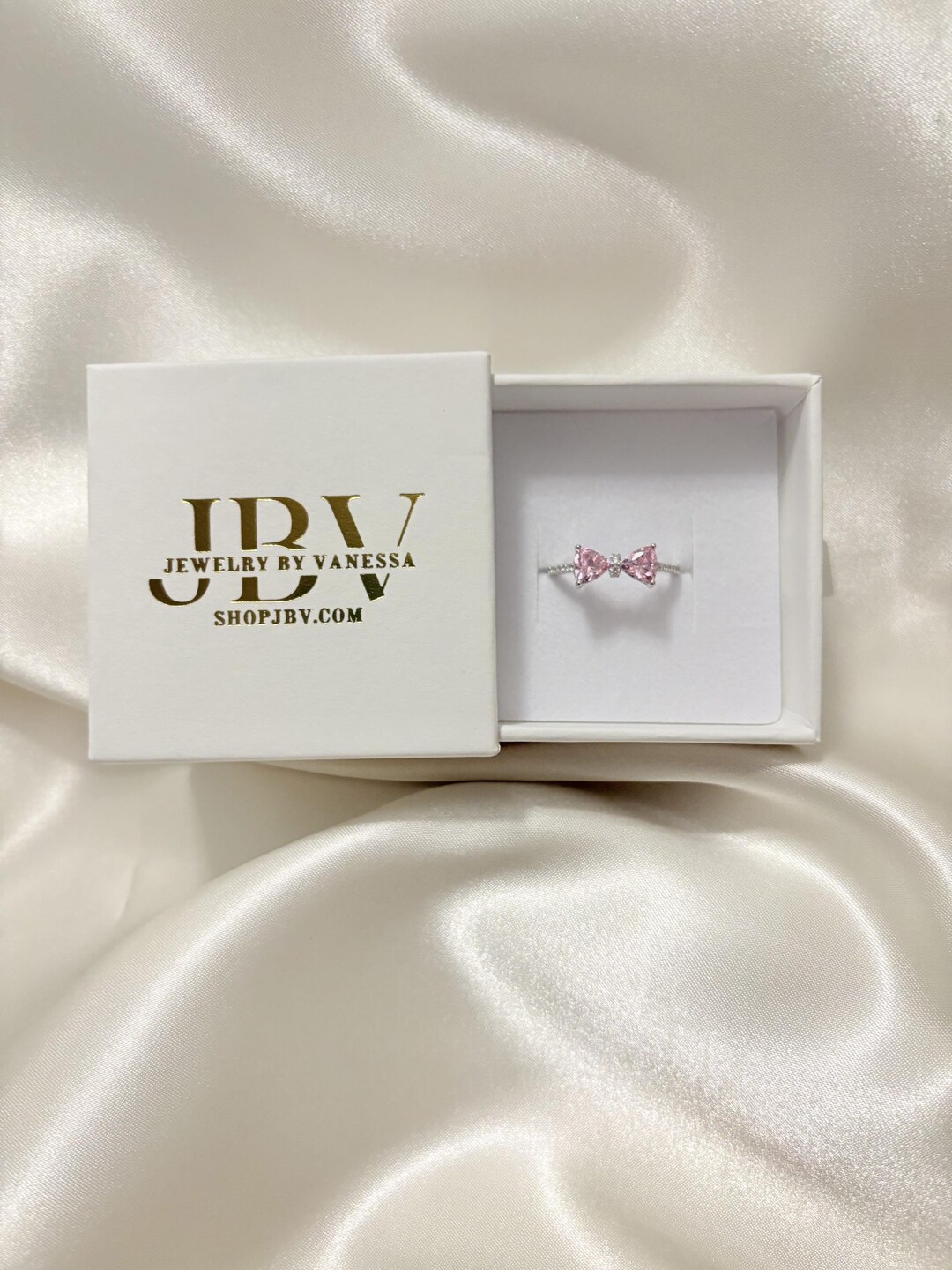 Pink Bow Ring, 925s Pink Bow Ring, Pink 925 Sterling Silver Ring, Pink ...