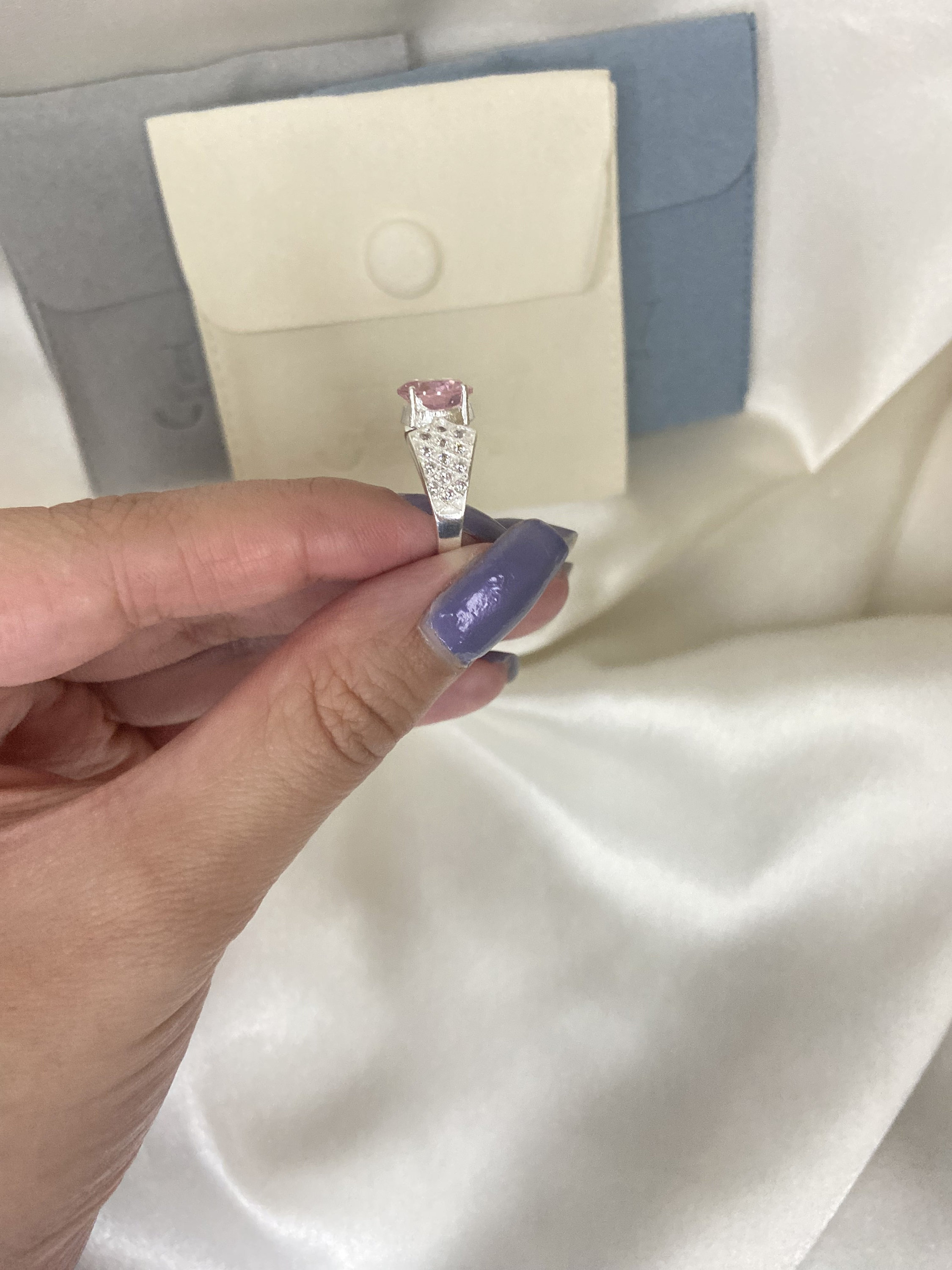 Pink Round Brilliant Cut Ring, Pink 925 Sterling Silver Ring, Pink 925s ...