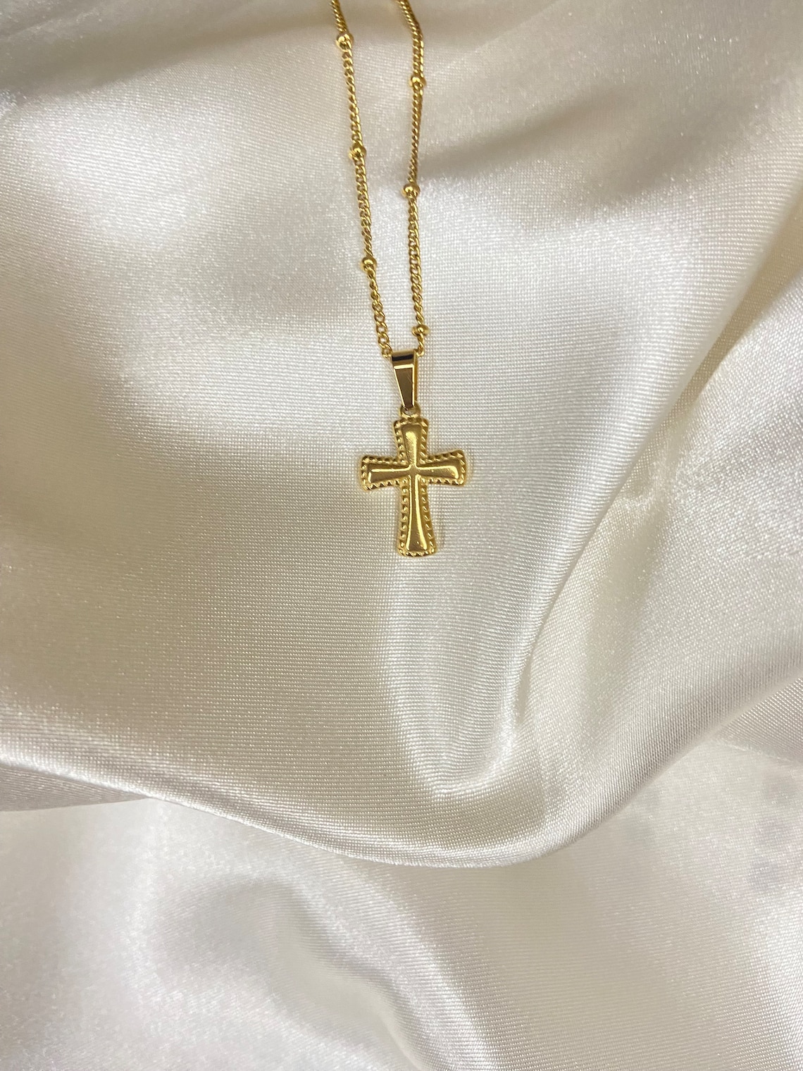 Gold Cross Necklace, Double Sided Cross Necklace, 18k Gold Necklace ...