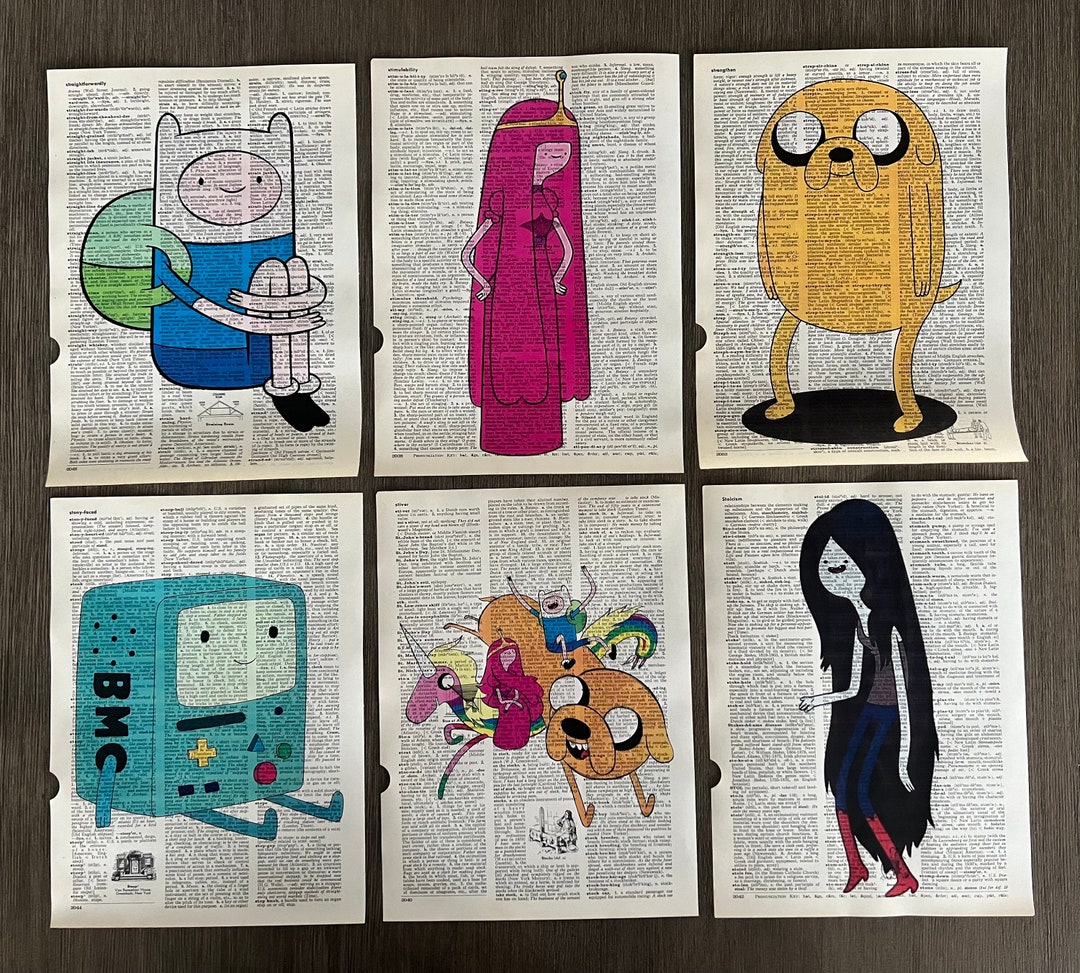 Adventure Time Themed Dictionary Prints 4 Set of 6 - Etsy