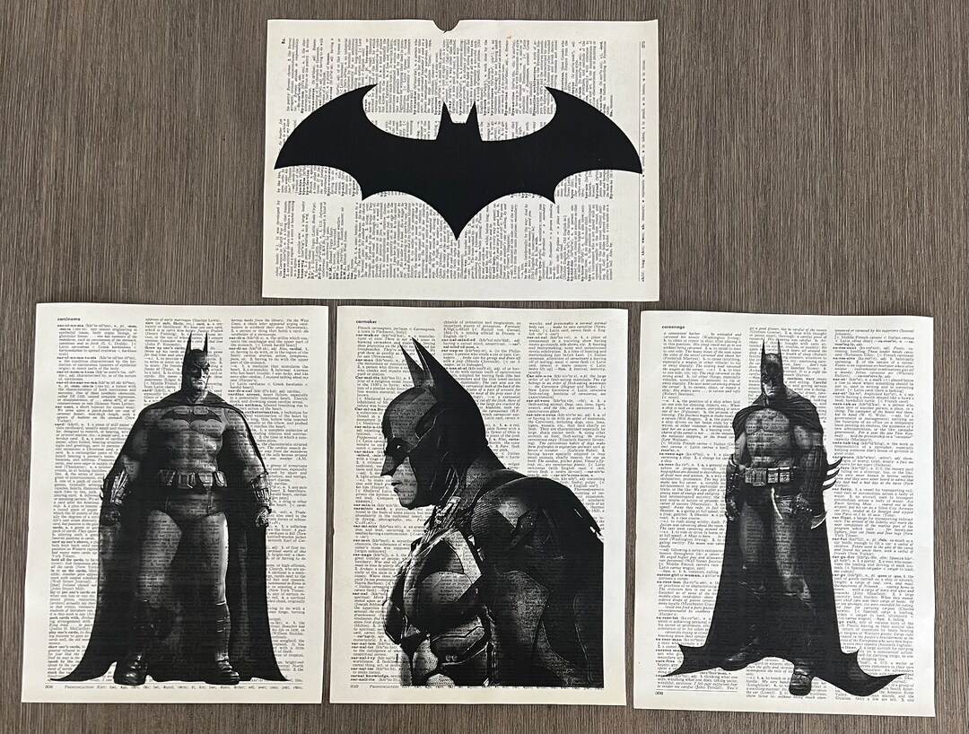 Batman superhero Themed Dictionary Art Prints Set of 4 - Etsy