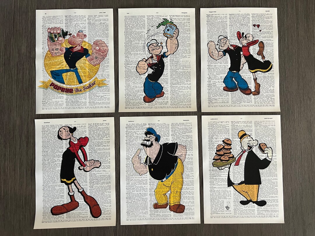 Popeye Themed Dictionary Prints Set of 6 - Etsy