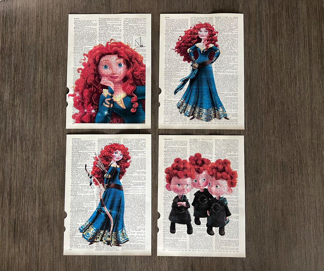 Merida Brave Disney Princess movie Themed Dictionary Prints - Etsy