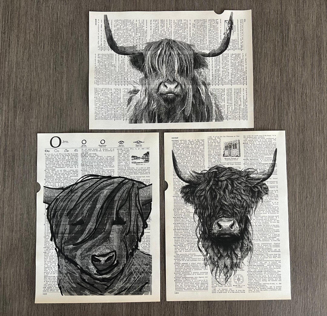 Highland Cow Themed Dictionary Prints - Etsy