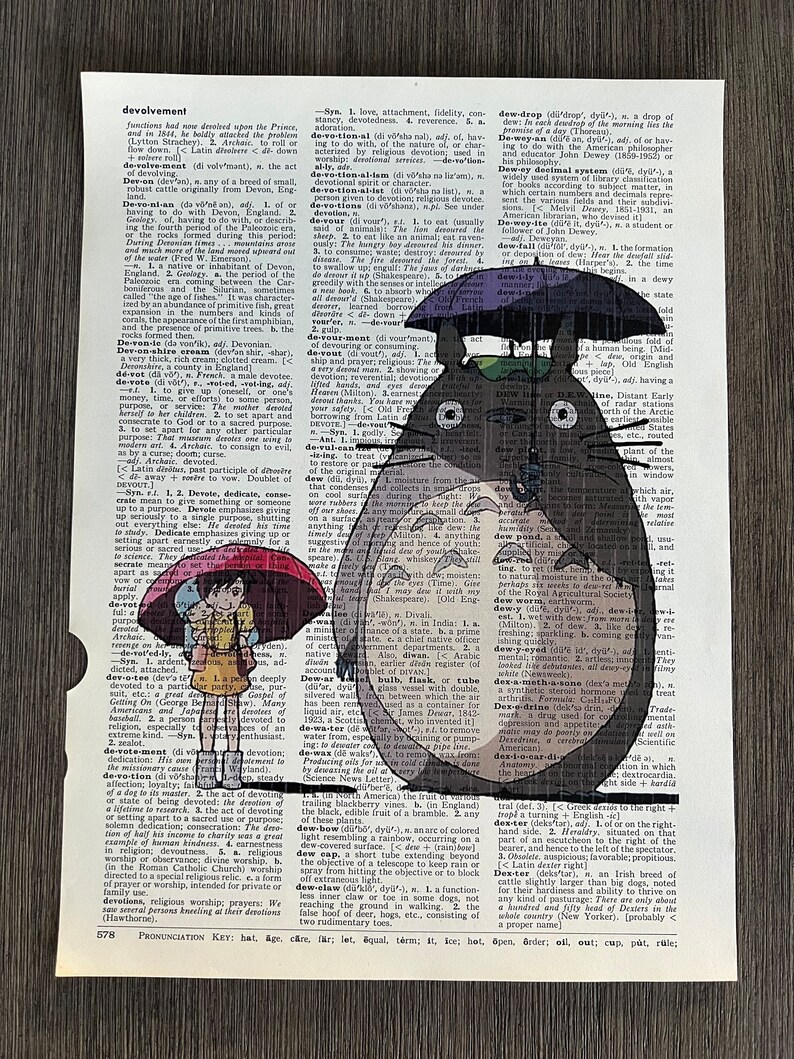 My Neighbor Totoro movie Themed Dictionary Prints 3 Set - Etsy