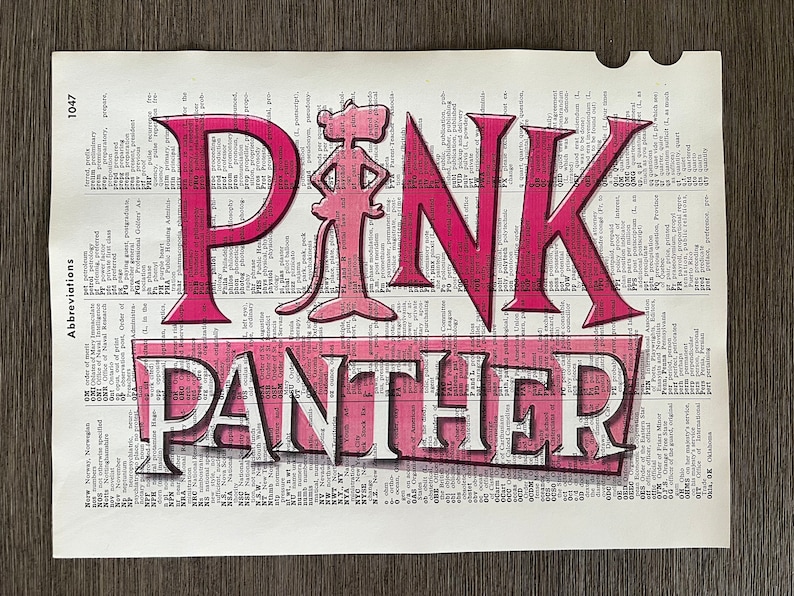 The Pink Panther Themed Dictionary Prints Set of 5 - Etsy
