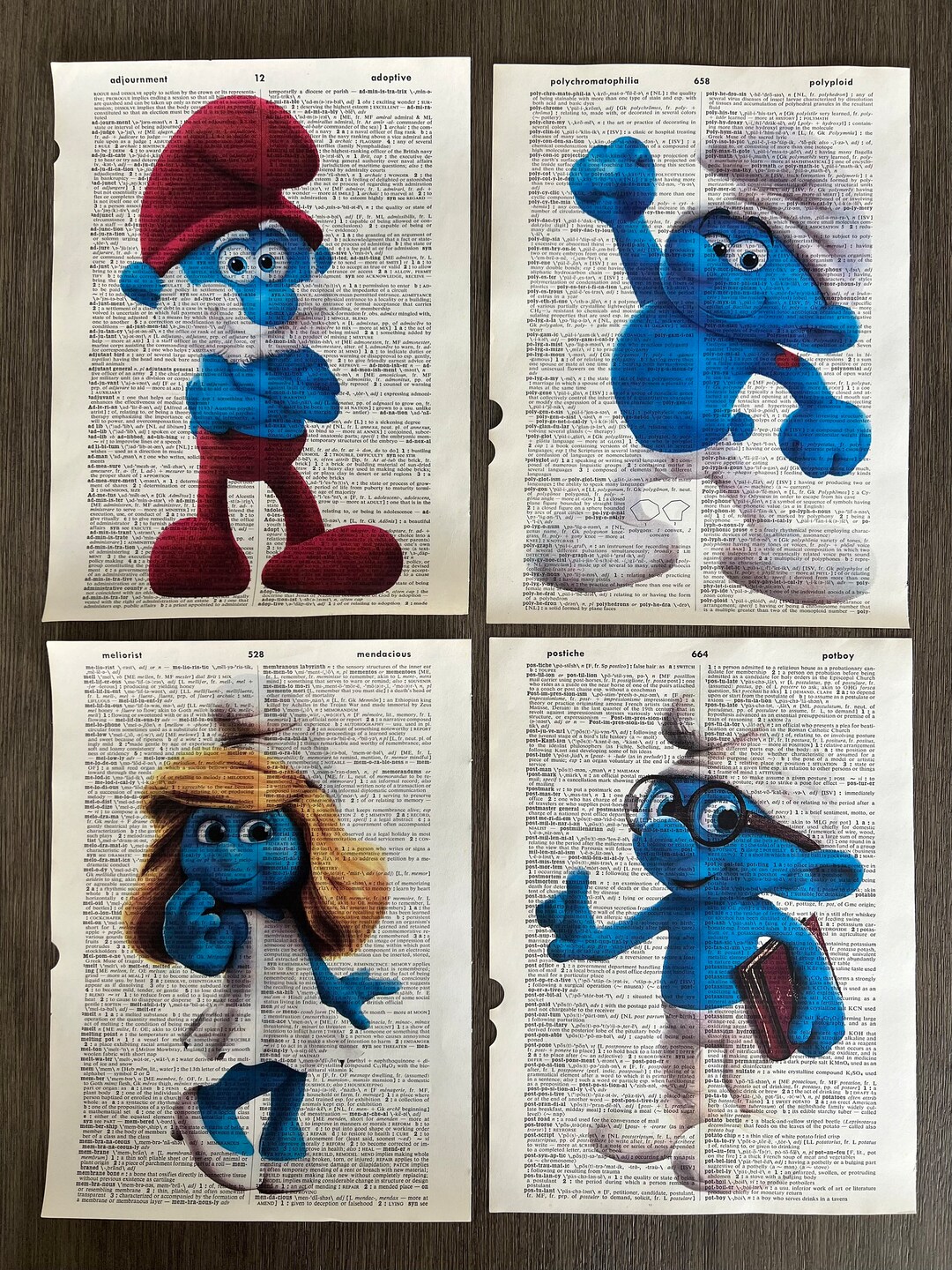 The Smurfs Themed Dictionary Prints Set of 3 - Etsy