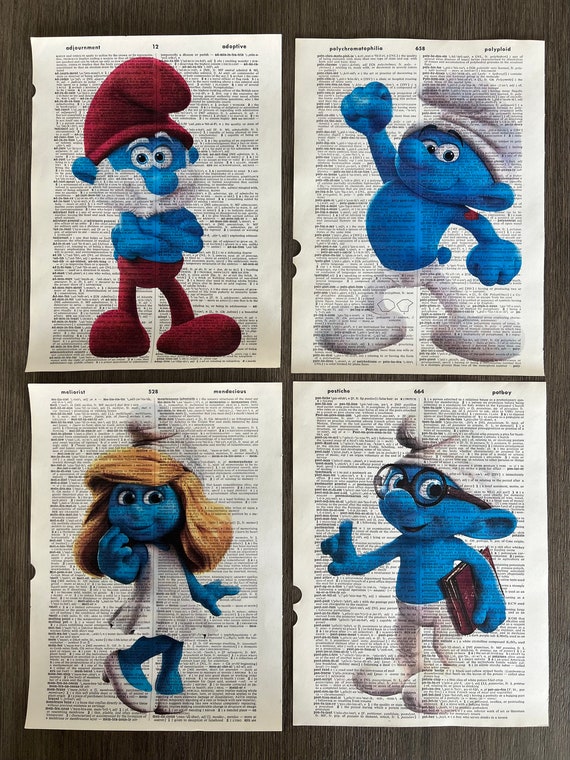 The Smurfs Themed Dictionary Prints Set of 3 - Etsy
