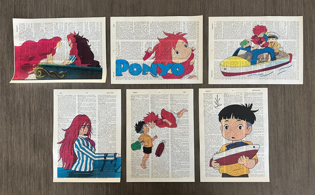 Ponyo anime Movie Themed Dictionary Art Prints Set of 6 - Etsy