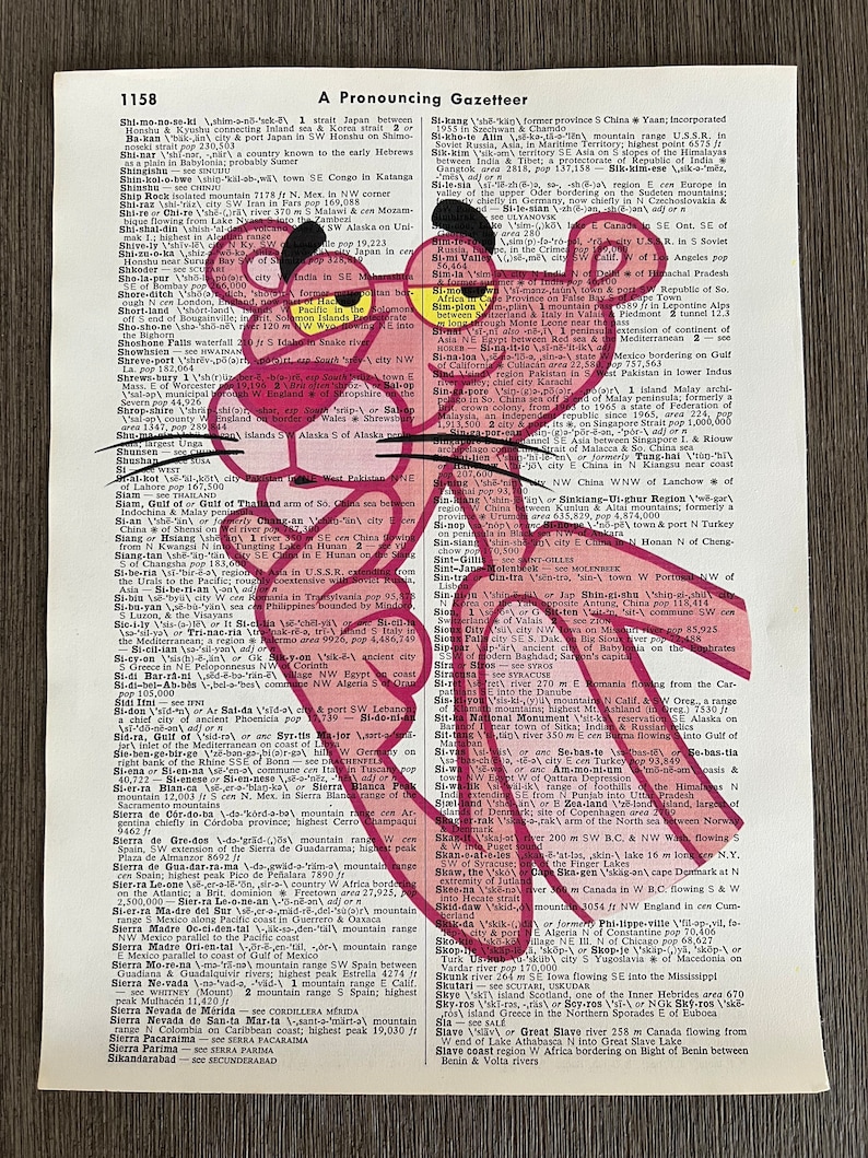 The Pink Panther Themed Dictionary Prints Set of 5 - Etsy