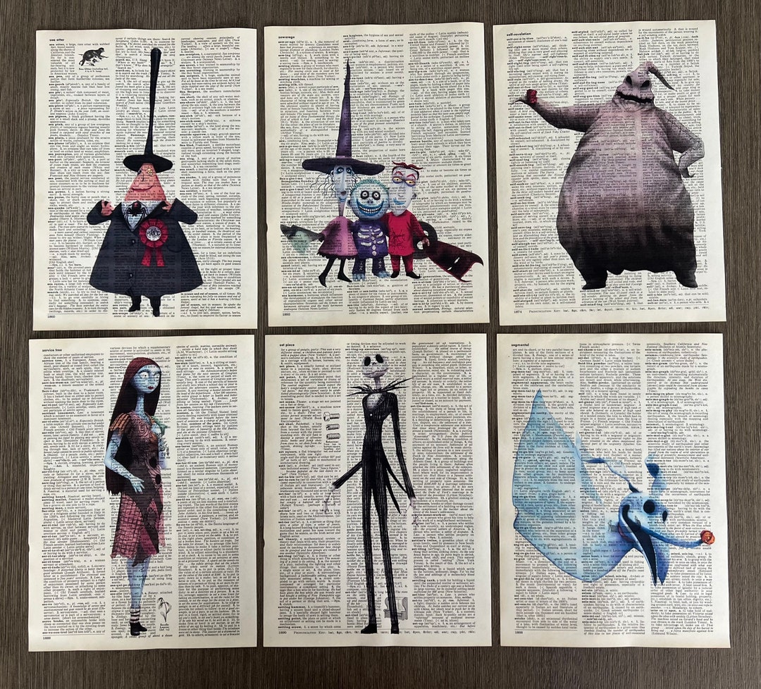 The Nightmare Before Christmas Themed Dictionary Prints Set of 6 - Etsy
