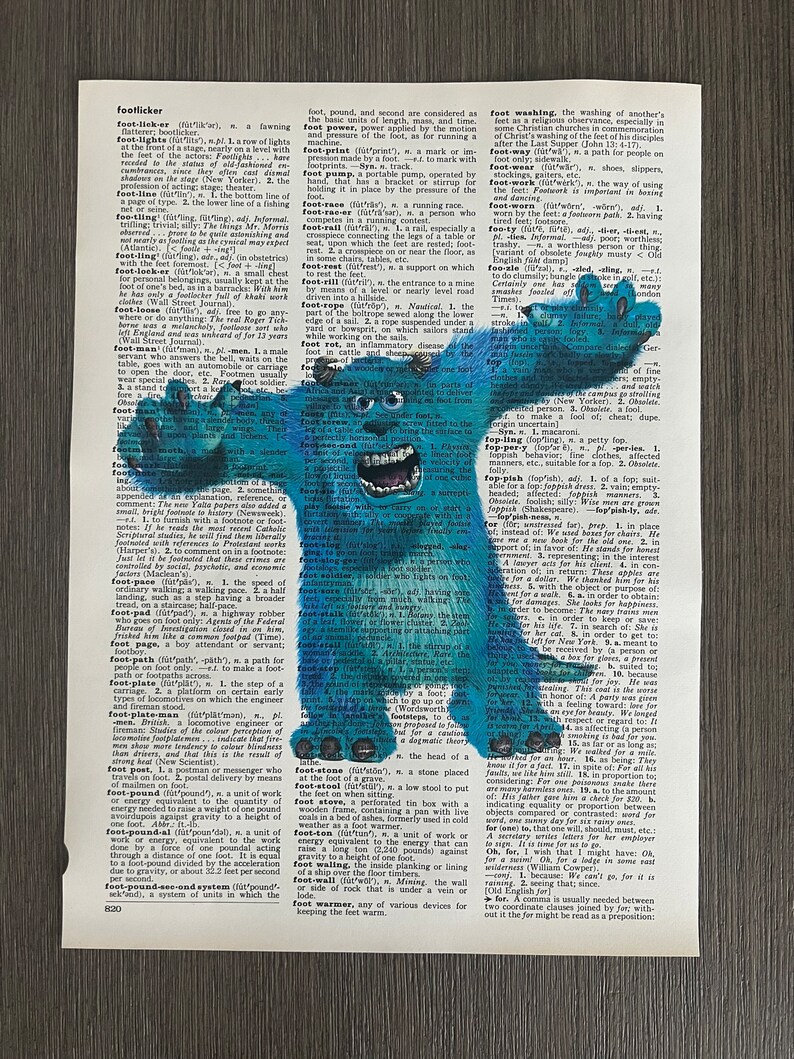 Monsters Inc. movie Themed Dictionary Prints Set of 6 - Etsy