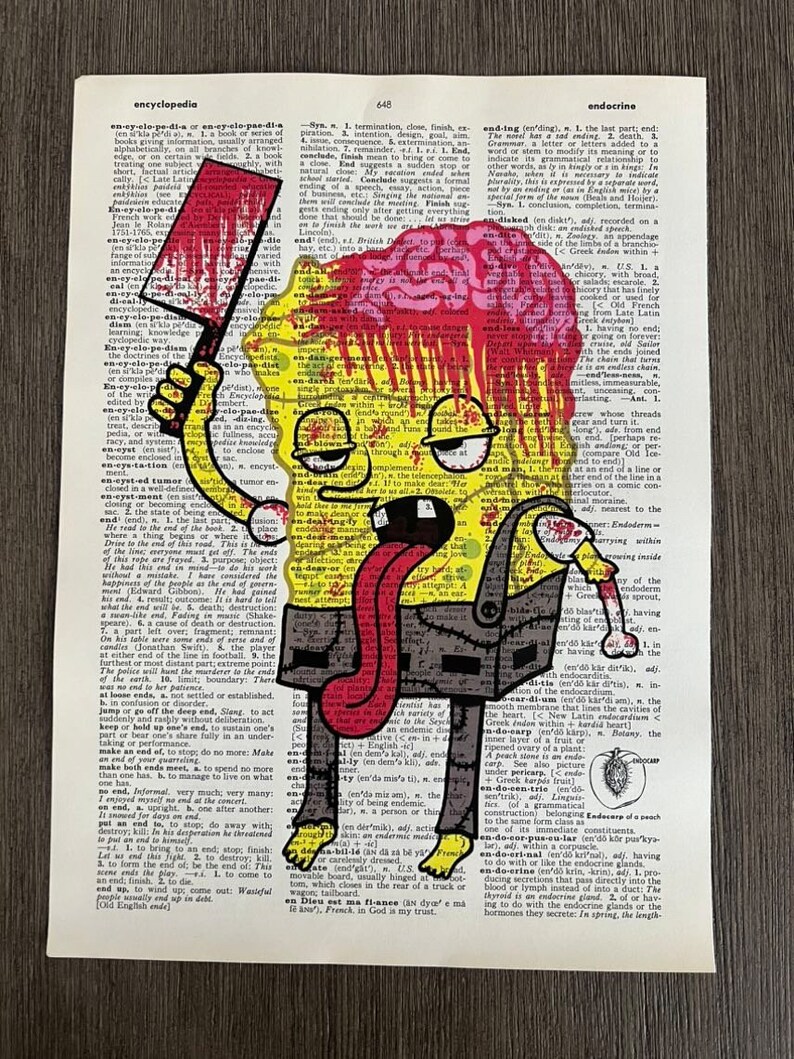Spongebob Squarepants Themed Dictionary Print Art Set Of 4 Etsy
