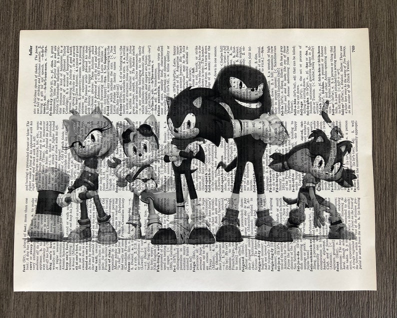 Sonic Hedgehog Themed Dictionary Prints - Etsy