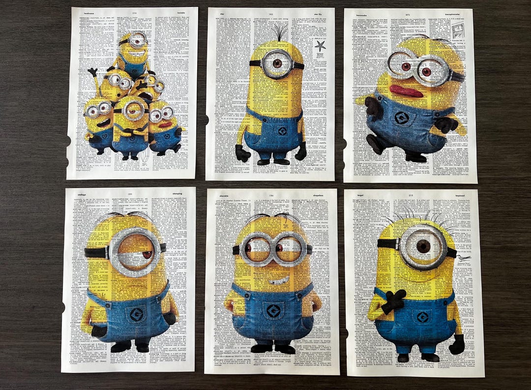 Minions movie Themed Dictionary Art Prints Set of 6 - Etsy