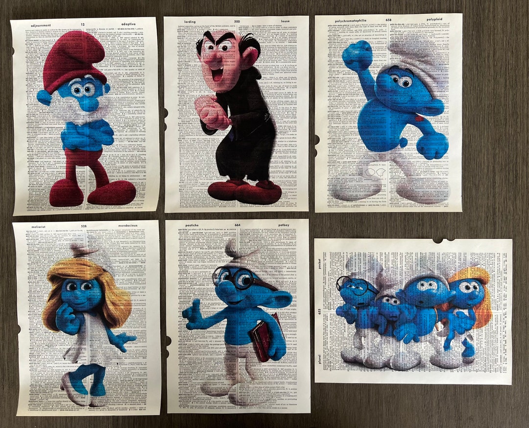 The Smurfs Themed Dictionary Prints Set of 6 - Etsy