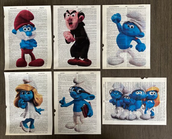 The Smurfs Themed Dictionary Prints Set of 6 - Etsy