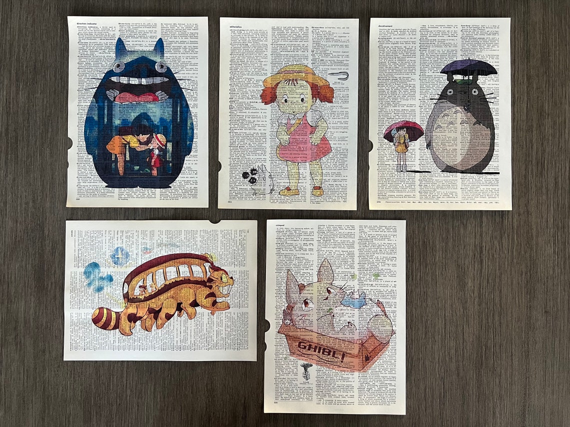 My Neighbor Totoro movie Themed Dictionary Prints 3 Set - Etsy
