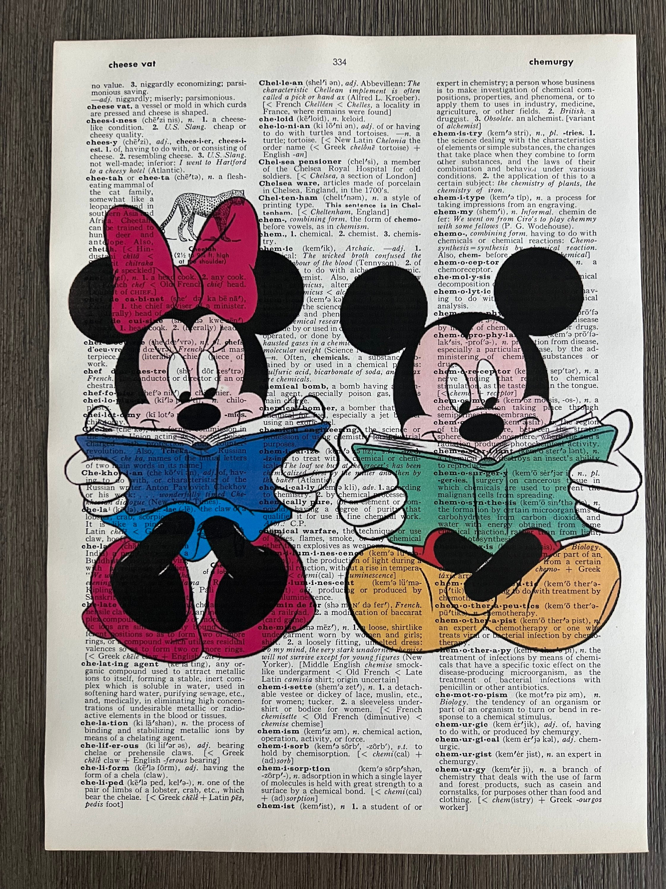 Disney Mickey and Minnie Mouse Themed Dictionary Prints Set - Etsy