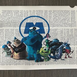 Monsters, Inc. movie Themed Dictionary Prints Set of 6 - Etsy