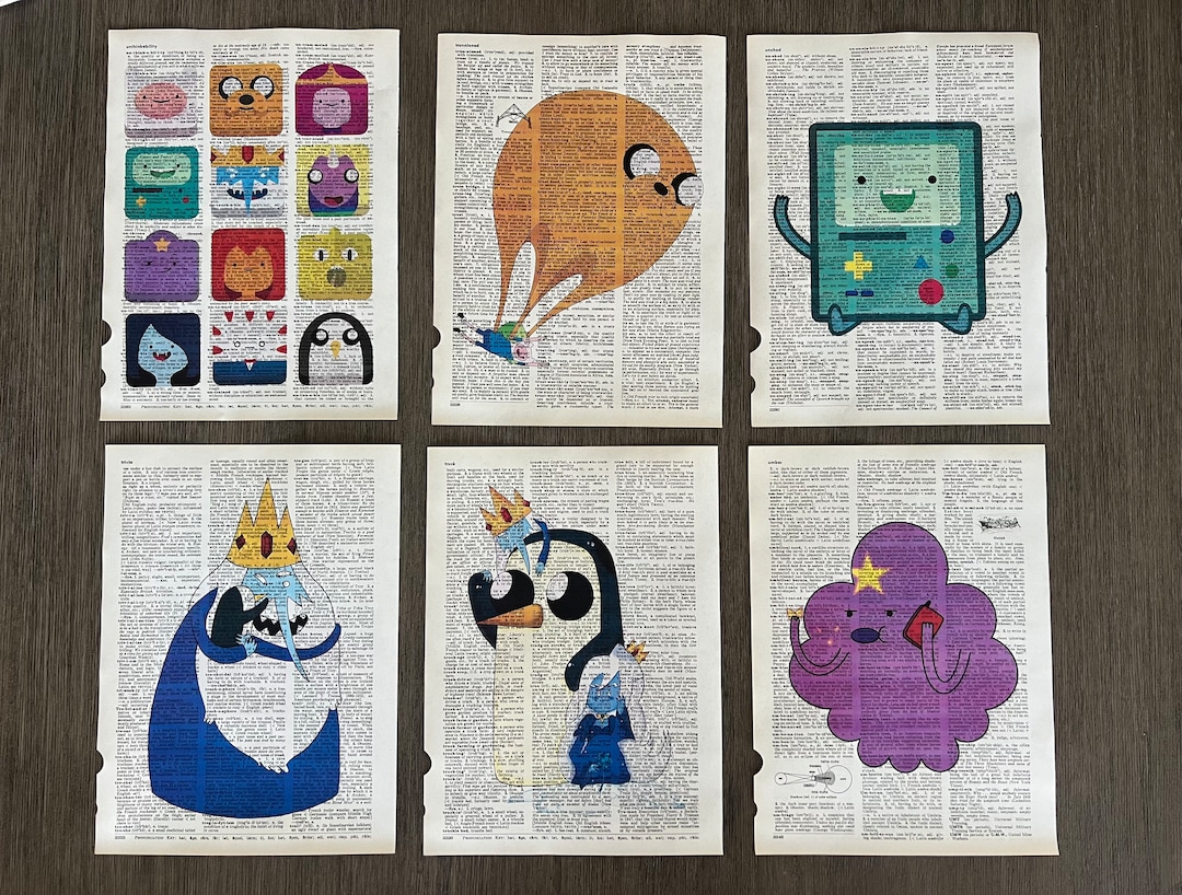 Adventure Time Themed Dictionary Prints 1 Set of 6 - Etsy