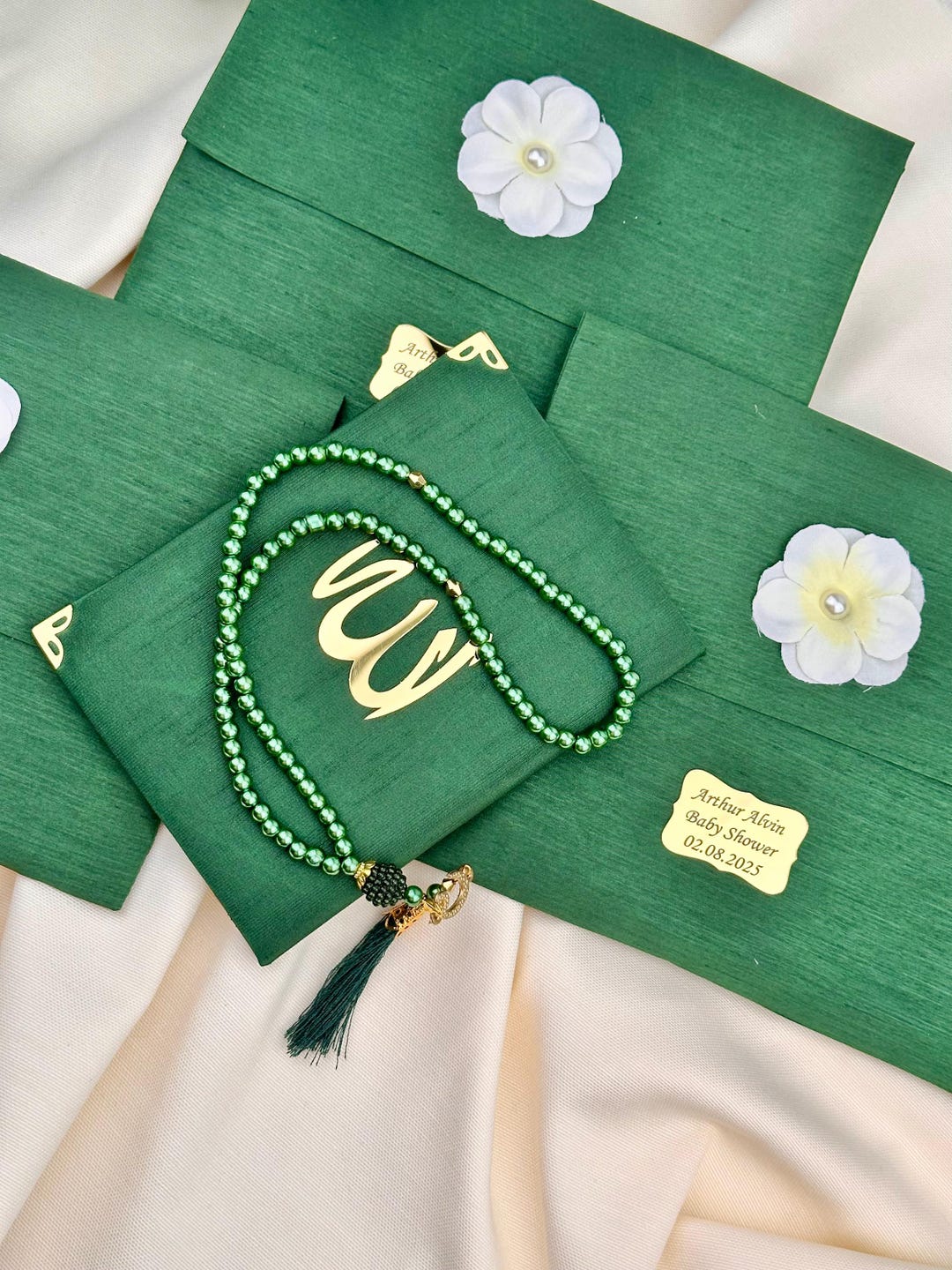 Personalized Velvet Yasin Book Gift Set: Islamic Favors, Tasbeeh Rosary ...