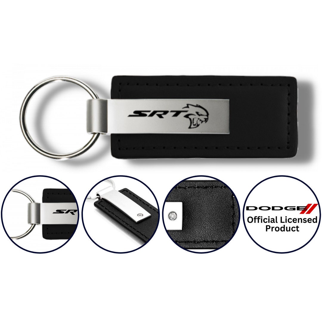 Dodge SRT Hellcat Black Leather Authentic Logo Key Chain Official ...