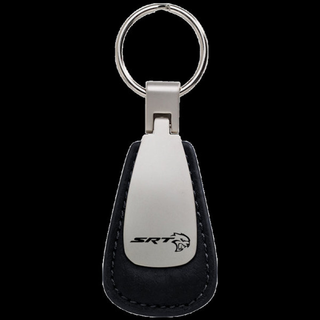 Dodge SRT Hellcat Black Leather Teardrop Key Chain Fob Ring Official ...