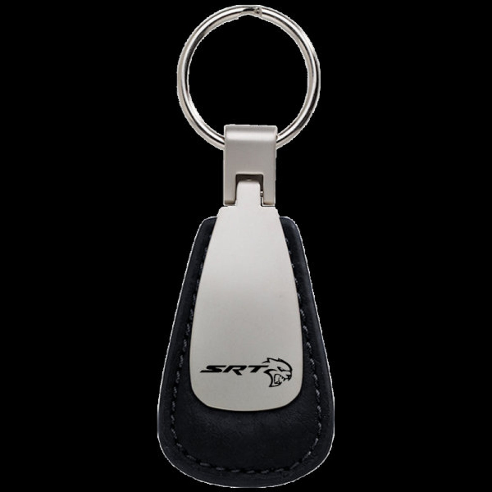 Dodge SRT Hellcat Black Leather Teardrop Key Chain Fob Ring Official ...