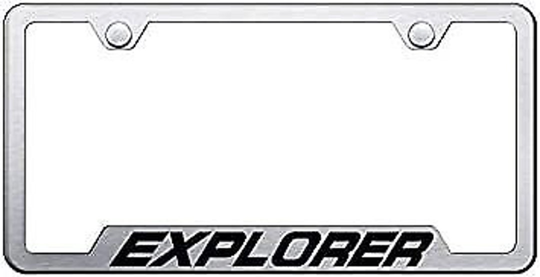 Ford Explorer Logo Brushed Cut-out Notched License Plate Frame Official ...