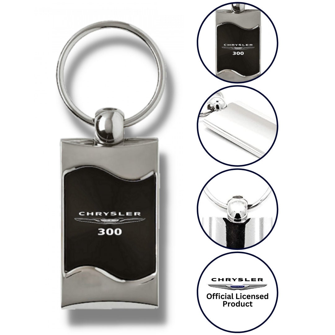 Chrysler 300 Logo Rectangular Wave Key Chain Ring Fob Black Official ...